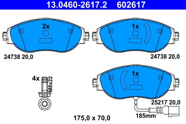 Sada brzdových destiček ATE - AT 602617 | E-shop LKQ CZ s.r.o.